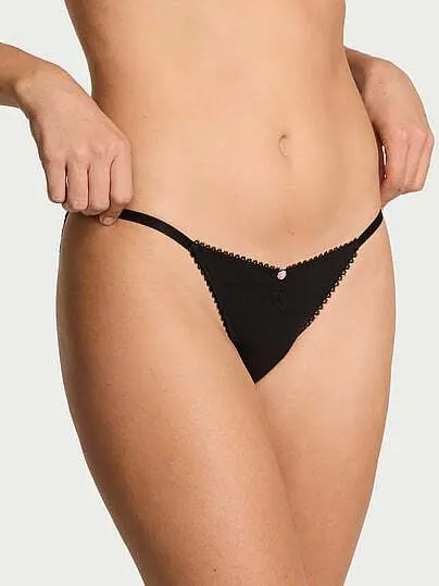 Victoria's Secret Stretch Cotton String Bikini Panty - Black