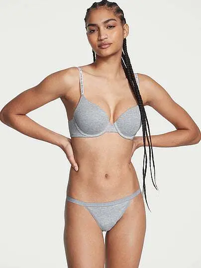Victoria's Secret Stretch Cotton String Bikini Panty - Grey