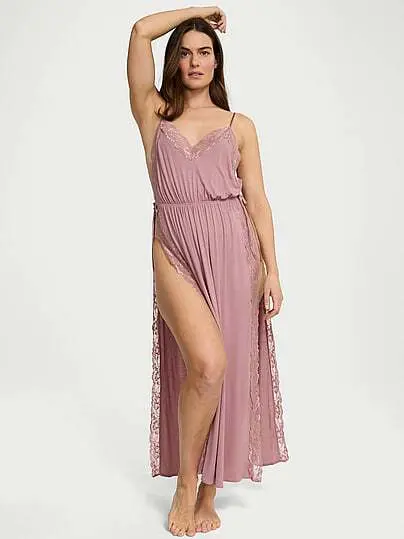 Pink Lace Plunge Slip Victoria's Secret Victoria's Secret Tease Satin  Lace-Trim Mini Slip Dress, Pink, XL Women's Slips Victoria's Secret