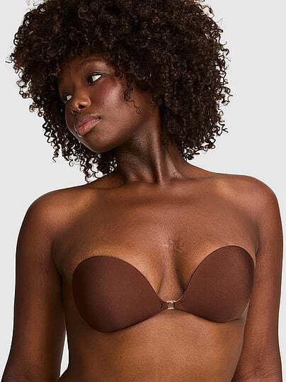 Pink Backless Front-close Lightly Lined Bra - Brown