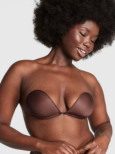 Pink Backless Front-close Lightly Lined Bra - Brown