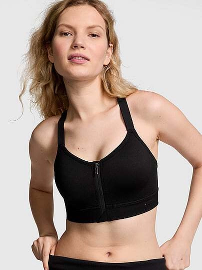 Pink Seamless Air High-impact Sports Bra - Black