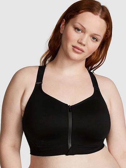 Pink Seamless Air Front-close High-support Sports Bra - Black