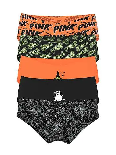 Pink 7-pack No-show Cheeky Panties - Print