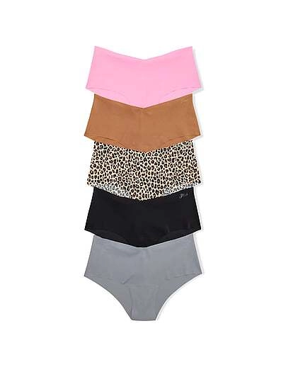 Pink 7-pack No-show Thong Panties - Print