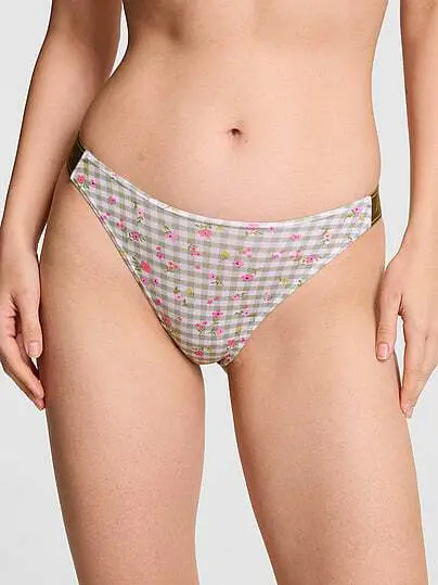 Pink Logo Thong Panty - Floral