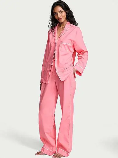Victoria's Secret Heritage Cotton Long Pajama Set - Pink