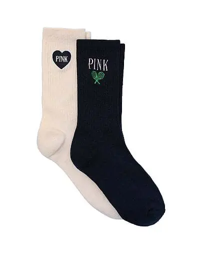 Pink 2-pack Crew Socks - Print
