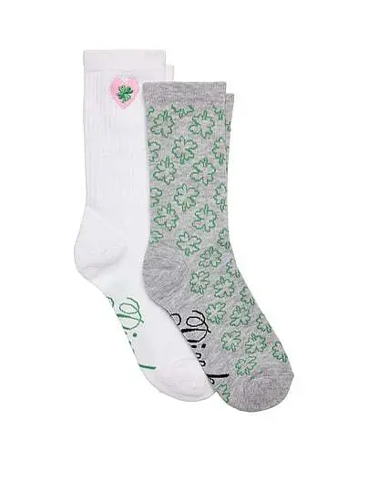 Pink 2-pack Crew Socks - Print