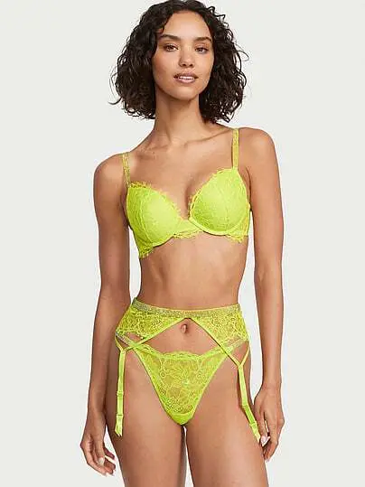 Victoria's Secret Very Sexy Shine Chain Strap Lace Garter Belt - Green