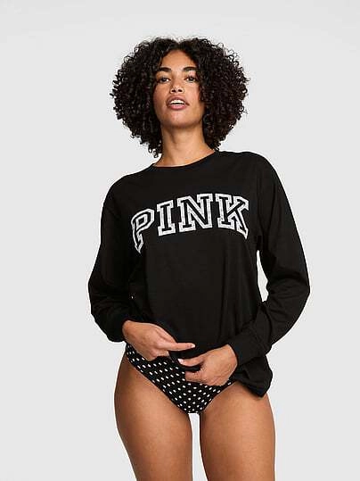 Pink Long-sleeve Tee - Black