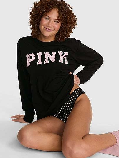 Pink Long-sleeve Tee - Black