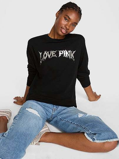 Pink Long-sleeve Tee - Black