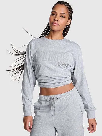 Pink Long-sleeve Tee - Grey