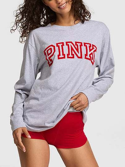 Pink Long-sleeve Tee - Grey