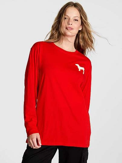 Pink Campus Cotton™ Long-sleeve Tee - Red