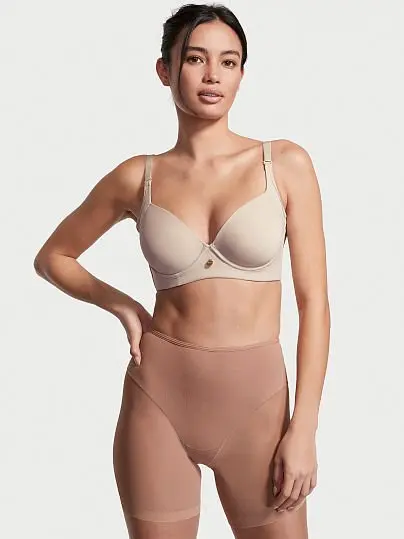 Victoria's Secret Leonisa Shapewear Comfy Compression Undetectable Sheer Shaper Shorts - Beige