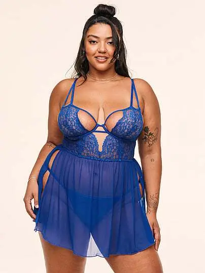 Victoria's Secret Adore Me Rae Babydoll + Panty Set - Blue