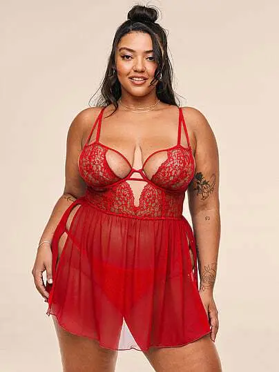 Victoria's Secret Adore Me Rae Babydoll + Panty Set - Red