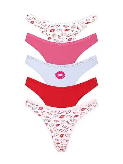 Victoria's Secret 5-pack Stretch Cotton High-leg Scoop Thong Panties - Print