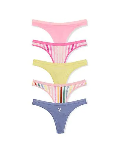 Victoria's Secret 5-pack Stretch Cotton High-leg Scoop Thong Panties - Print