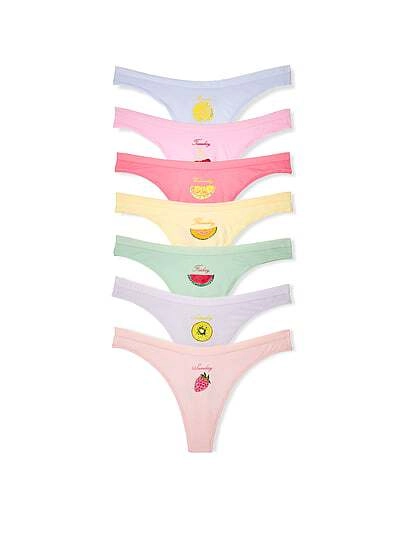 Victoria's Secret 5-pack Stretch Cotton Scoop Thong Panties - Print