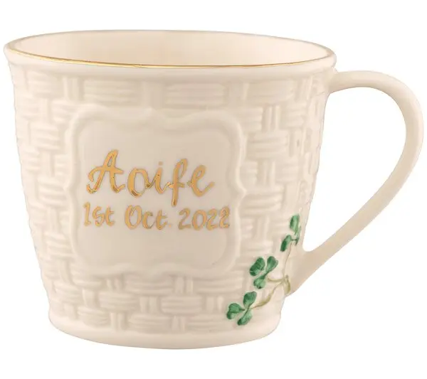 BELLEEK Pottery Shamrock Keepsake Baby Cup - One-color