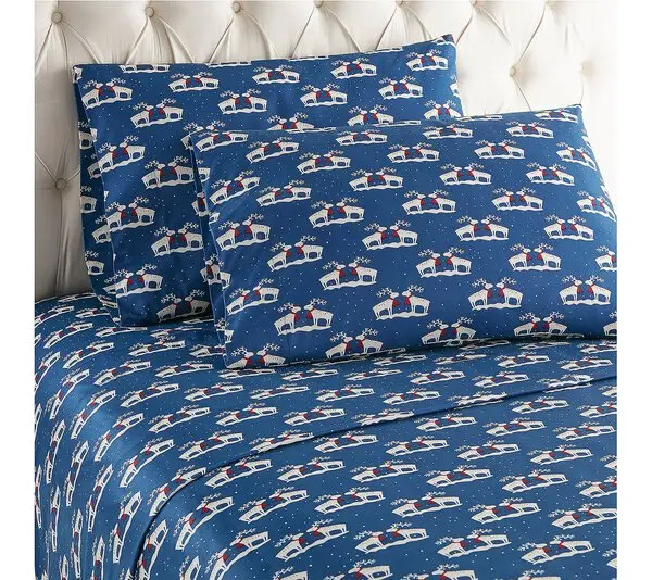SHAVEL Queen Micro Flannel Printed Deep-pocke T Sheet Set