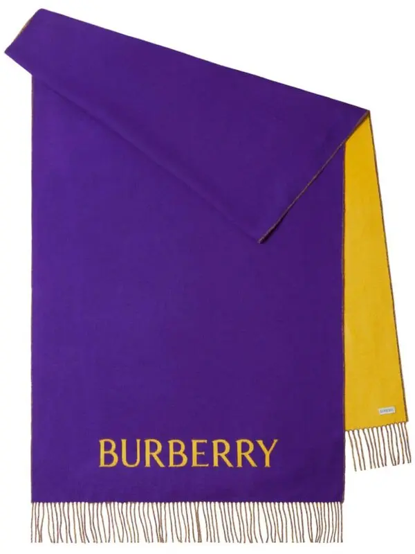 Burberry Rose-print Cashmere Scarf - Purple