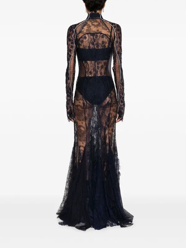 Off-White Floral-lace Sheer Gown