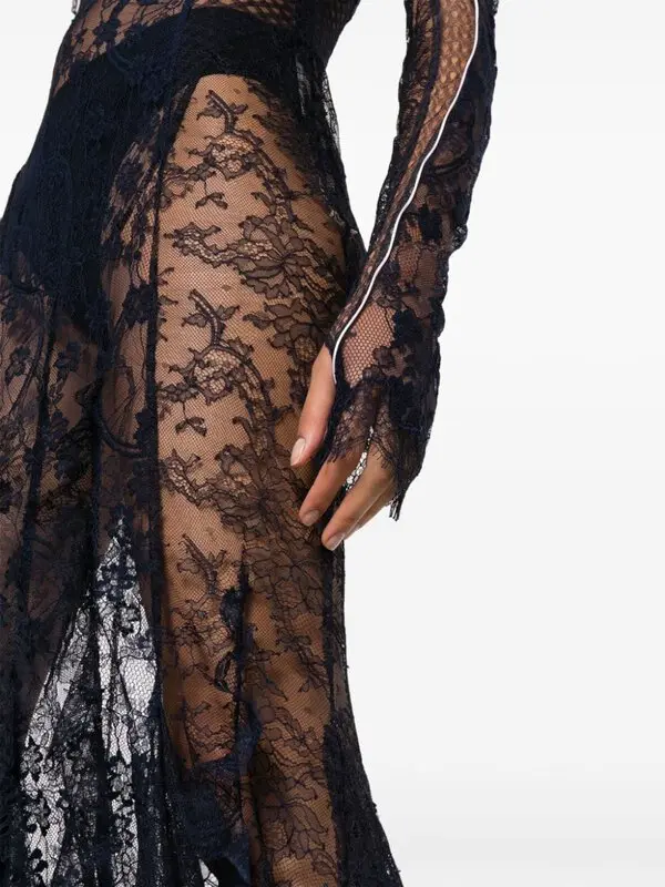 Off-White Floral-lace Sheer Gown