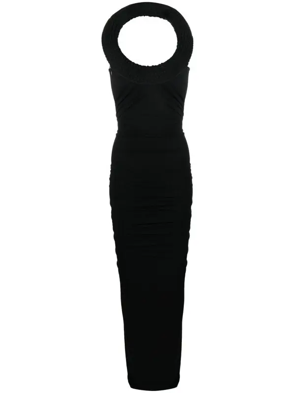 Off-White Round-neck Sleeveless Gown