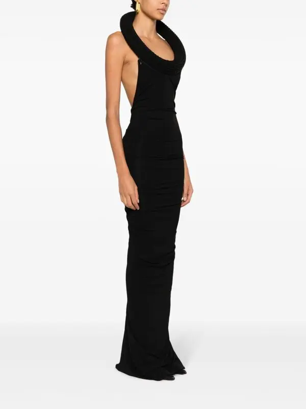 Off-White Round-neck Sleeveless Gown