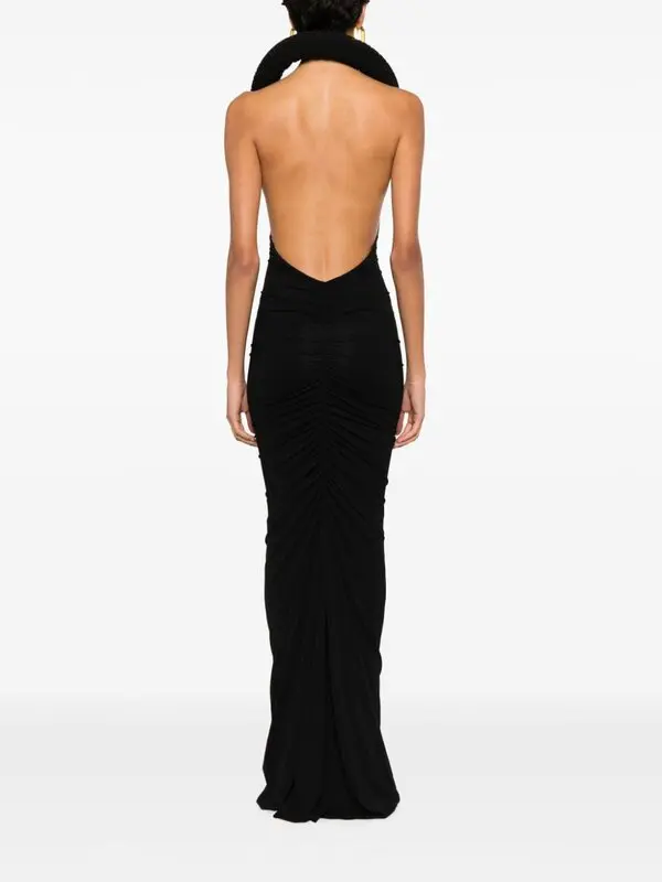 Off-White Round-neck Sleeveless Gown