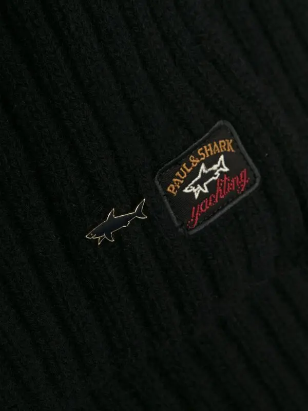 Paul & Shark Logo-patch Knit Scarf - Black