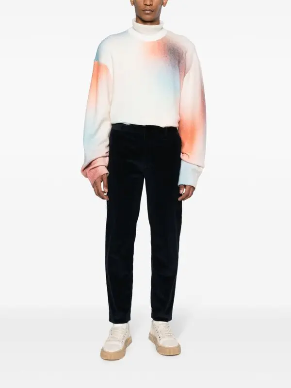 Moncler Logo-appliqué Corduroy Trousers - Blue