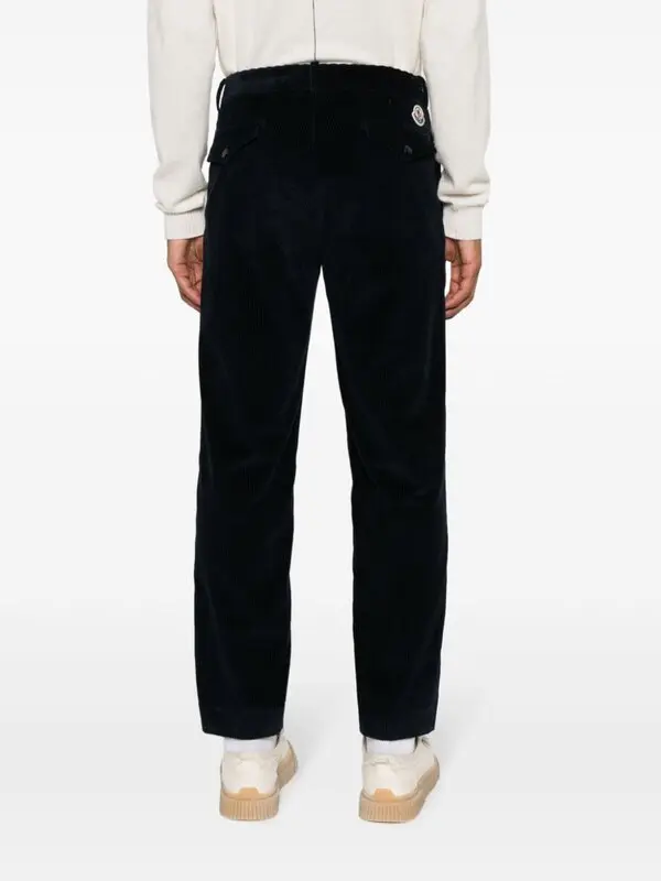 Moncler Logo-appliqué Corduroy Trousers - Blue
