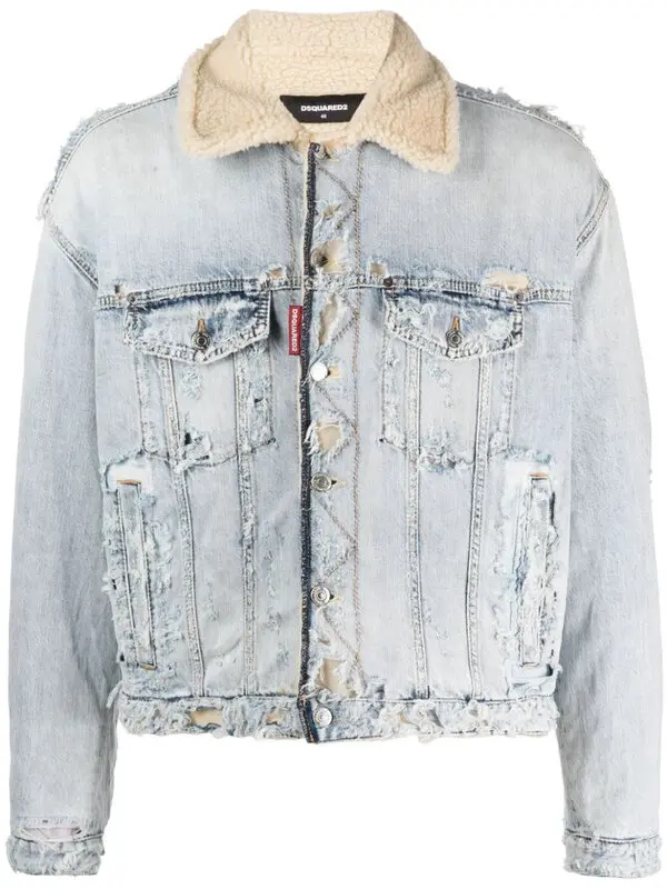 Dsquared2 Distressed Denim Jacket - Blue