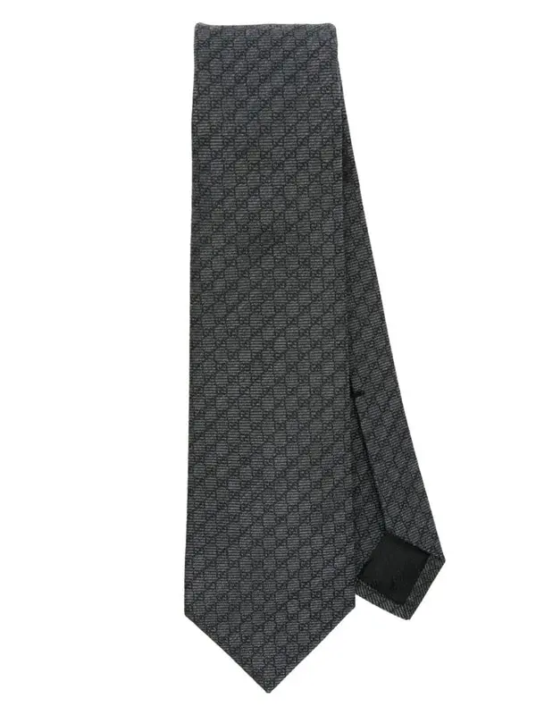 Gucci Interlocking G-jacquard Silk Blend Tie - Grey