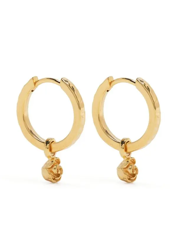 DOWER & HALL Wild Rose Huggie Hoop Earrings - Gold