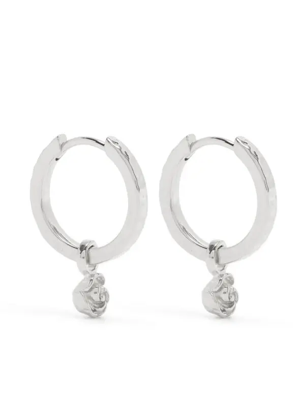 DOWER & HALL Wild Rose Huggie Hoop Earrings - Silver