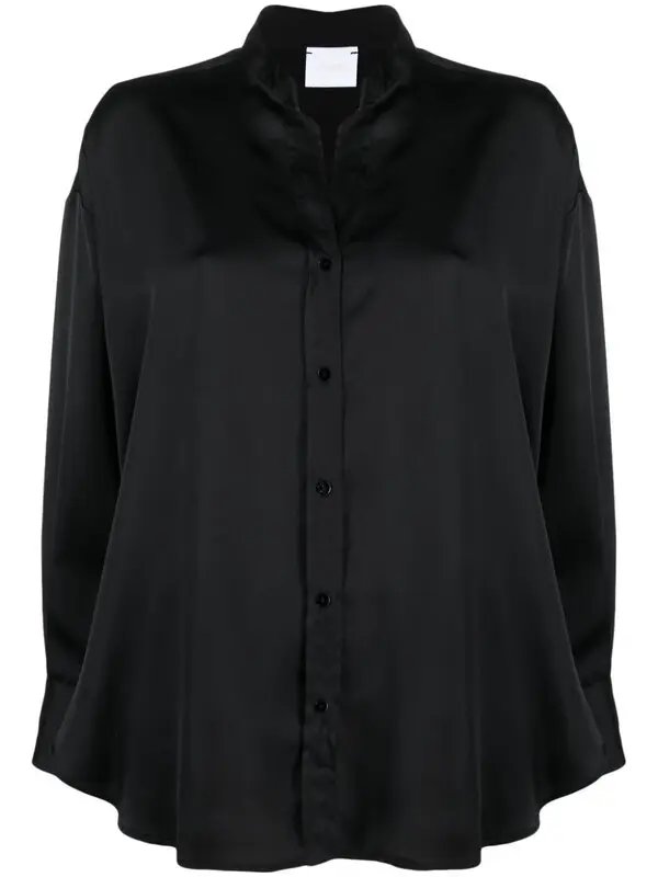 MERCI Band Collar Long Sleeve Shirt - Black