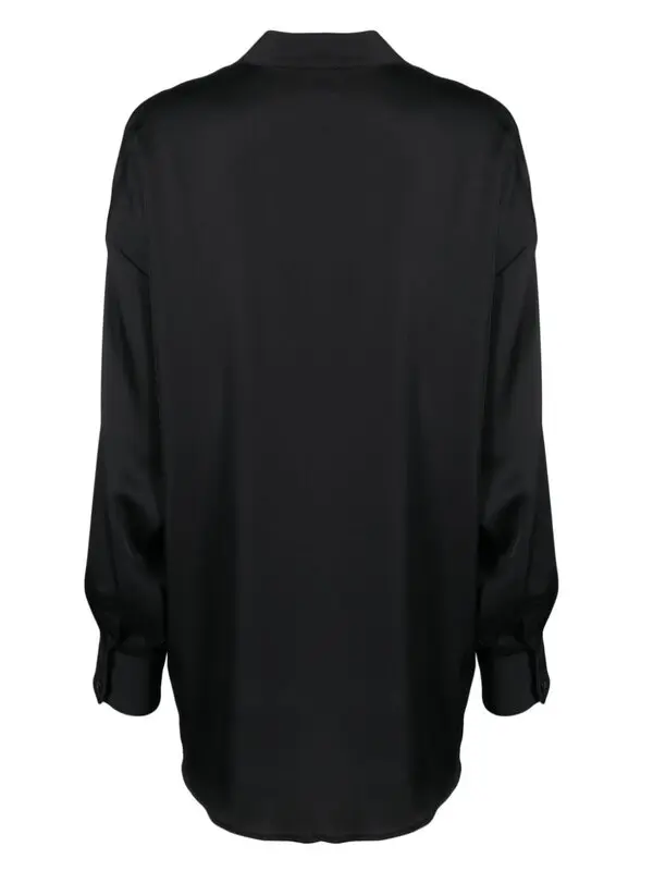 MERCI Band Collar Long Sleeve Shirt - Black