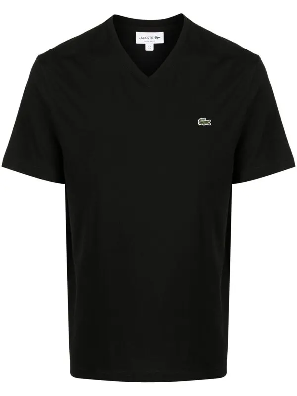 Lacoste Crocodile Logo-patch V-neck T-shirt - Black