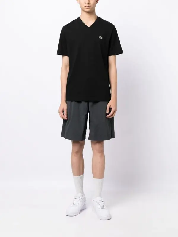 Lacoste Crocodile Logo-patch V-neck T-shirt - Black