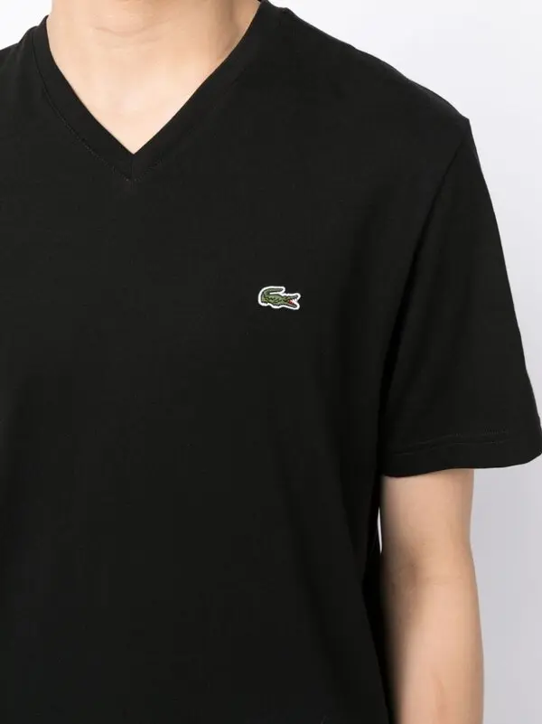 Lacoste Crocodile Logo-patch V-neck T-shirt - Black