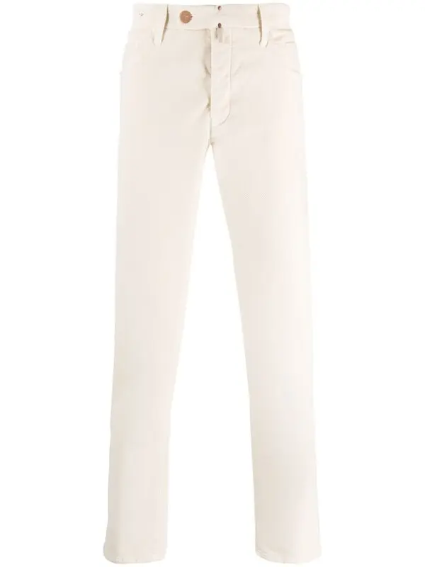 Incotex Cotton Slim-cut Trousers - Neutrals