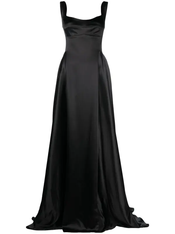 ATU BODY COUTURE V-back Satin Gown - Black