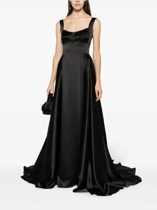 ATU BODY COUTURE V-back Satin Gown - Black
