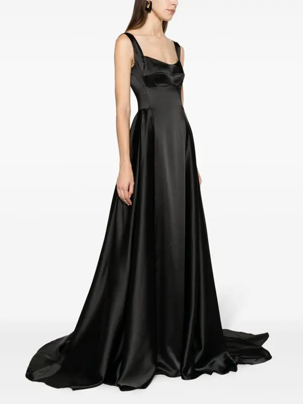 ATU BODY COUTURE V-back Satin Gown - Black